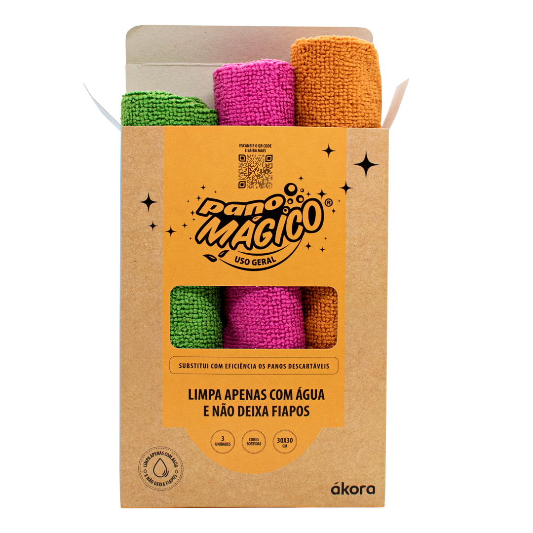 Pano Mágico® Uso Geral (3 unidades/Cores Sortidas) - Ákora